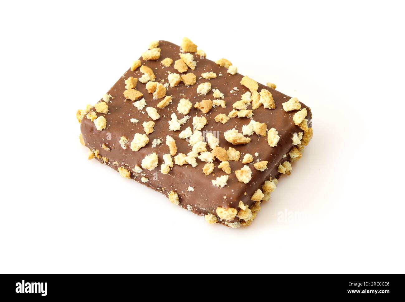 Chocolate and wafer crumbs covered dessert snack isolated on white ...