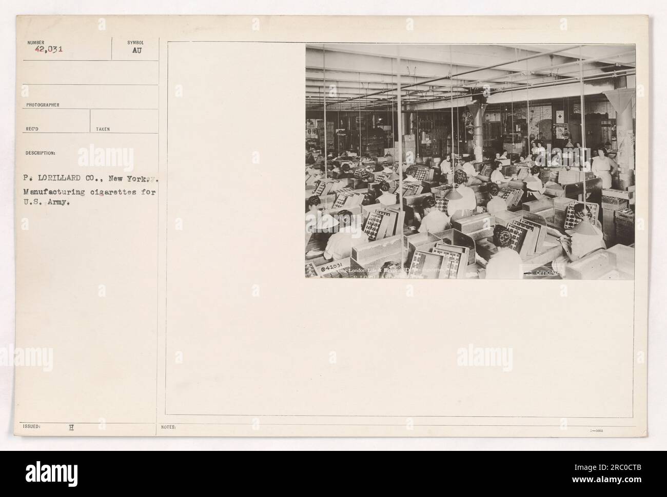 A photograph showing employees of the P. Lorillard Co. in New York ...