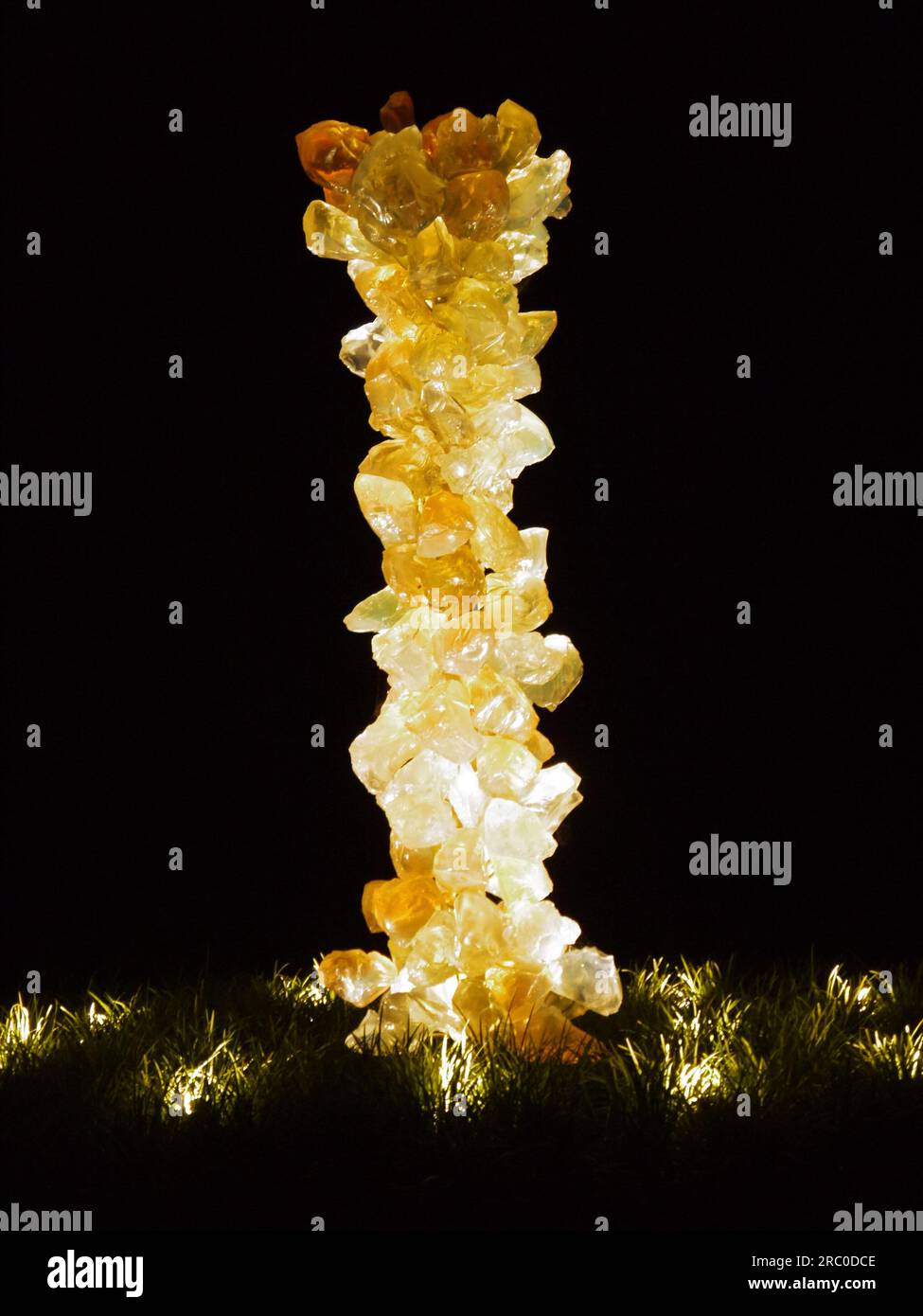 Lime Crystal Tower, 2006, by Dale Chihuly - illuminated as part of the ...