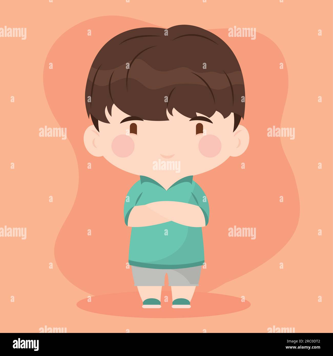 Isolated colored cute chibi male korean anime character Vector Stock ...