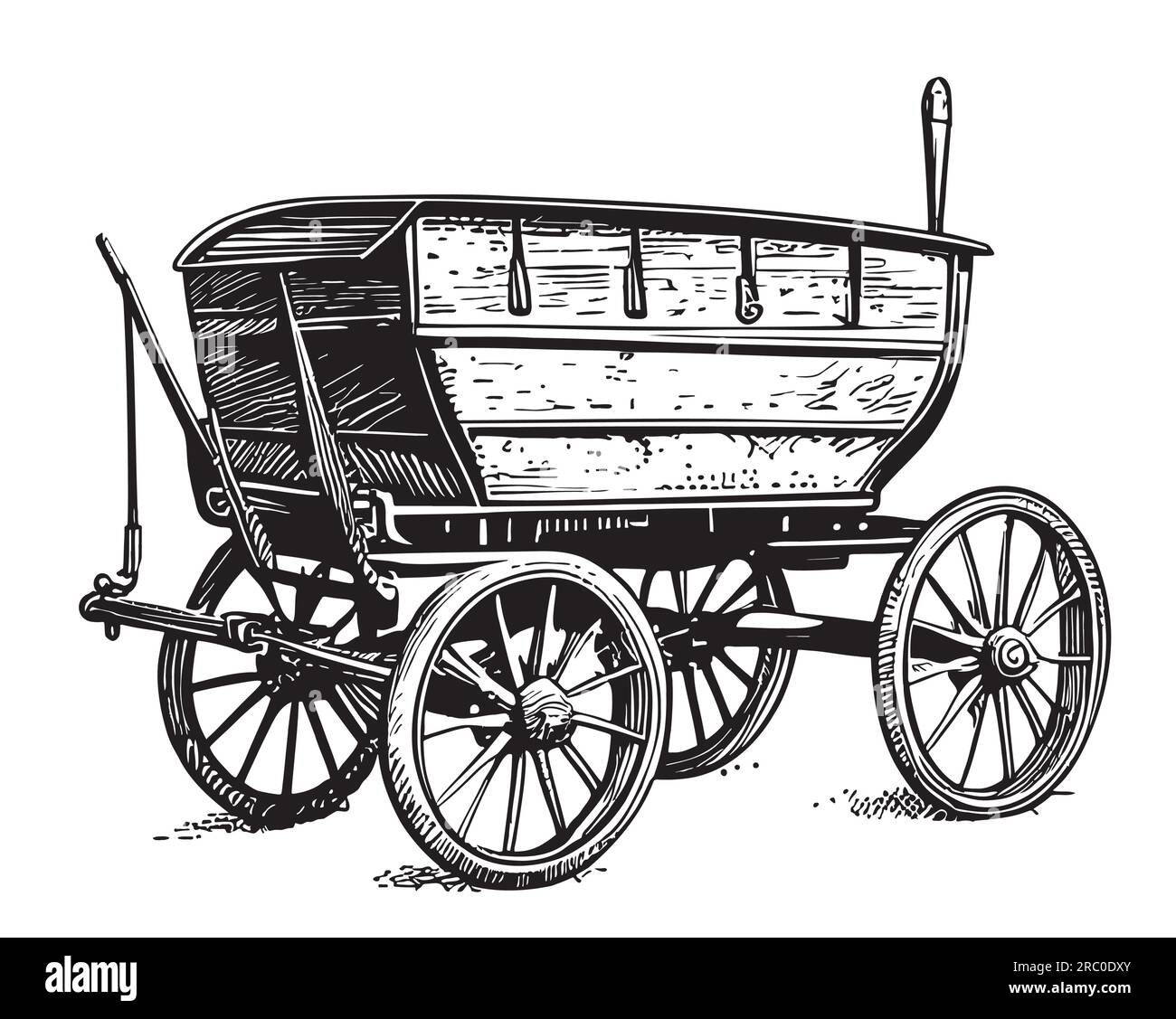 Farm cart sketch hand drawn in engraving style illustration Stock ...