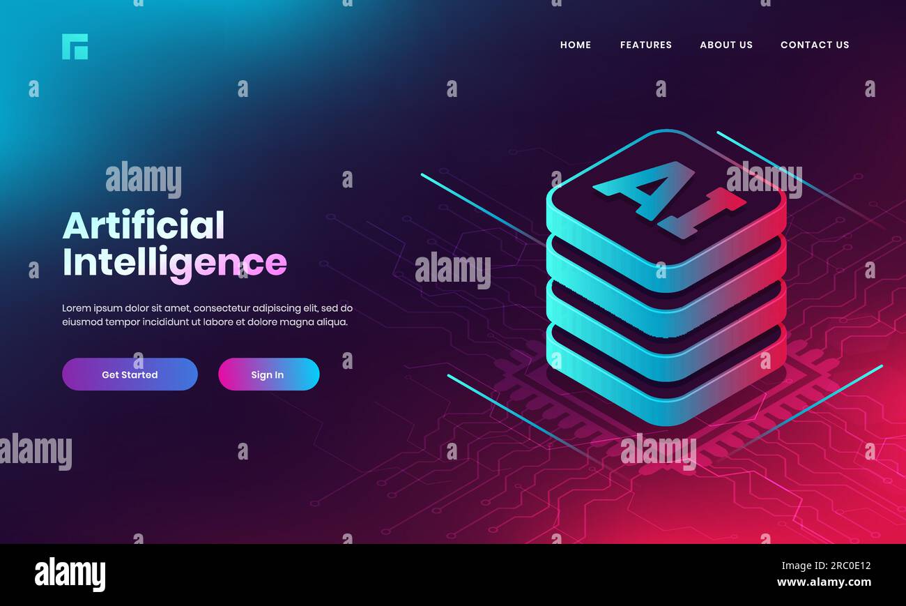 Artificial Intelligence (AI) concept based landing page design with 3d ...