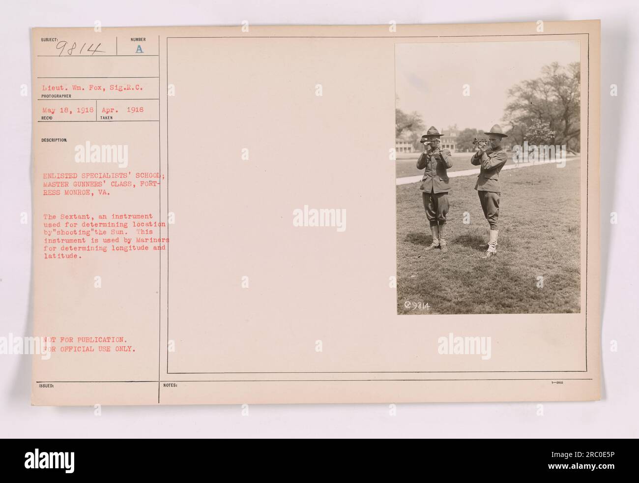 Enlisted specialists' school, master gunners' class at Fortress Monroe ...