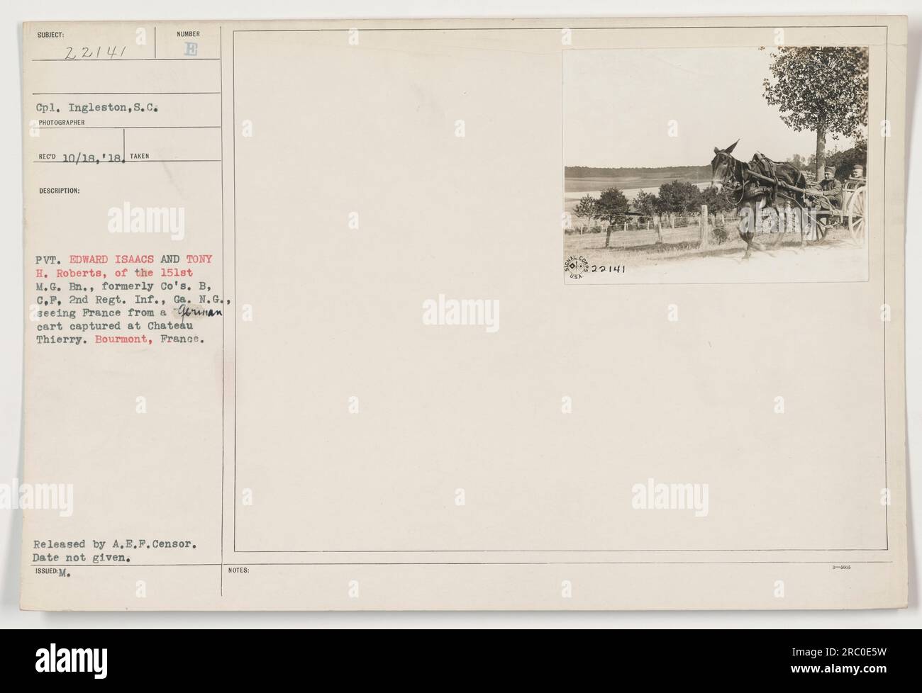 Corporal Ingleston from Subiekt 22141 has taken a photograph of Pvt ...