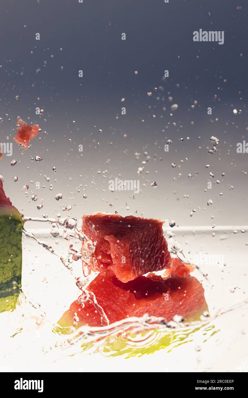 Watermelon Breaks In Water Stock Photo - Alamy