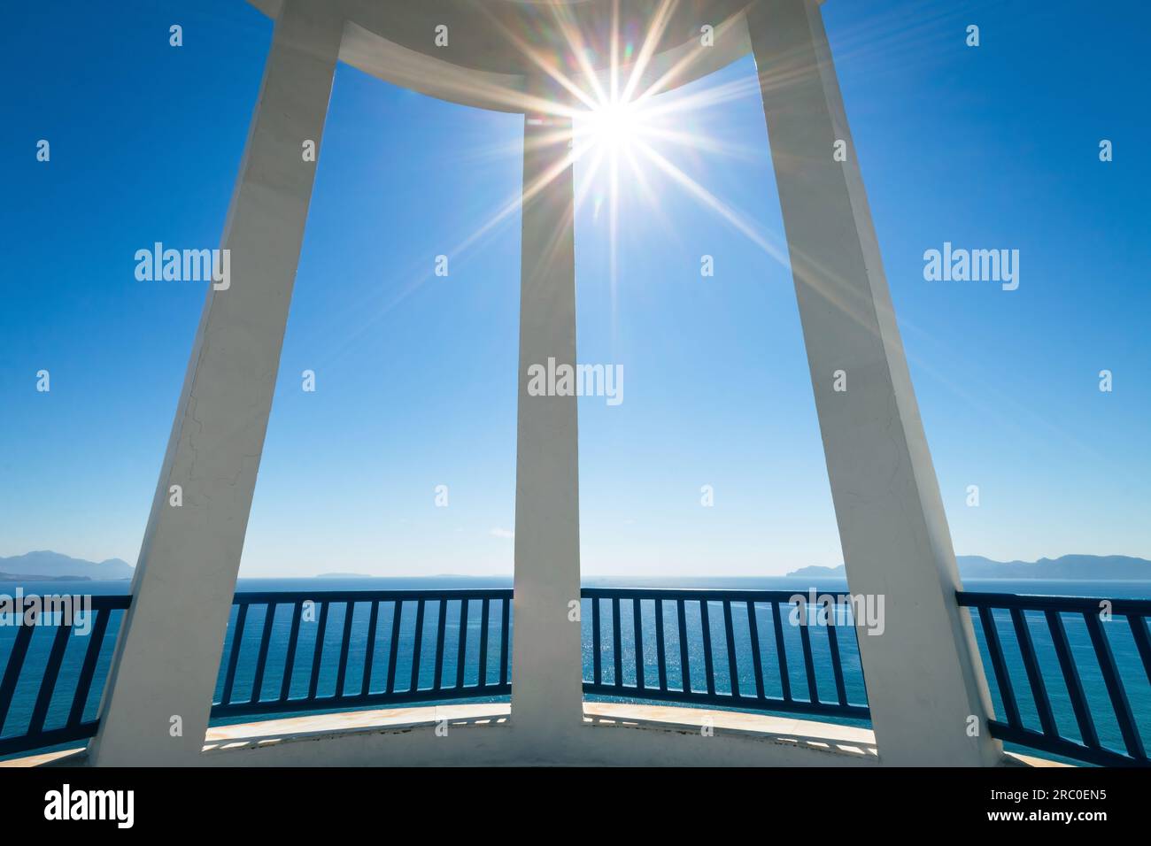 Scenic view of Mediterranean Sea and Greek islands seen through ...