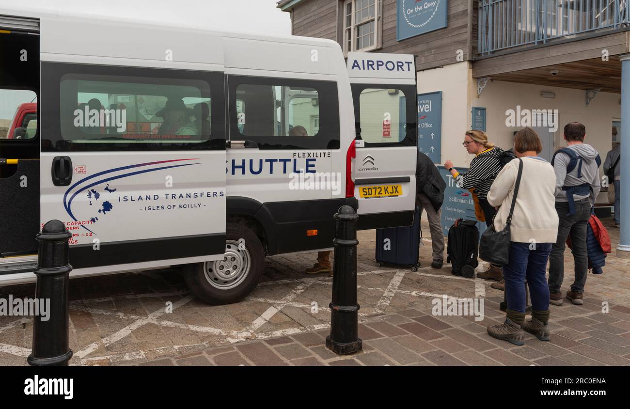 St Marys Quay, Scilly Isles, UK. 10 June 2023. Passengers boarding a ...
