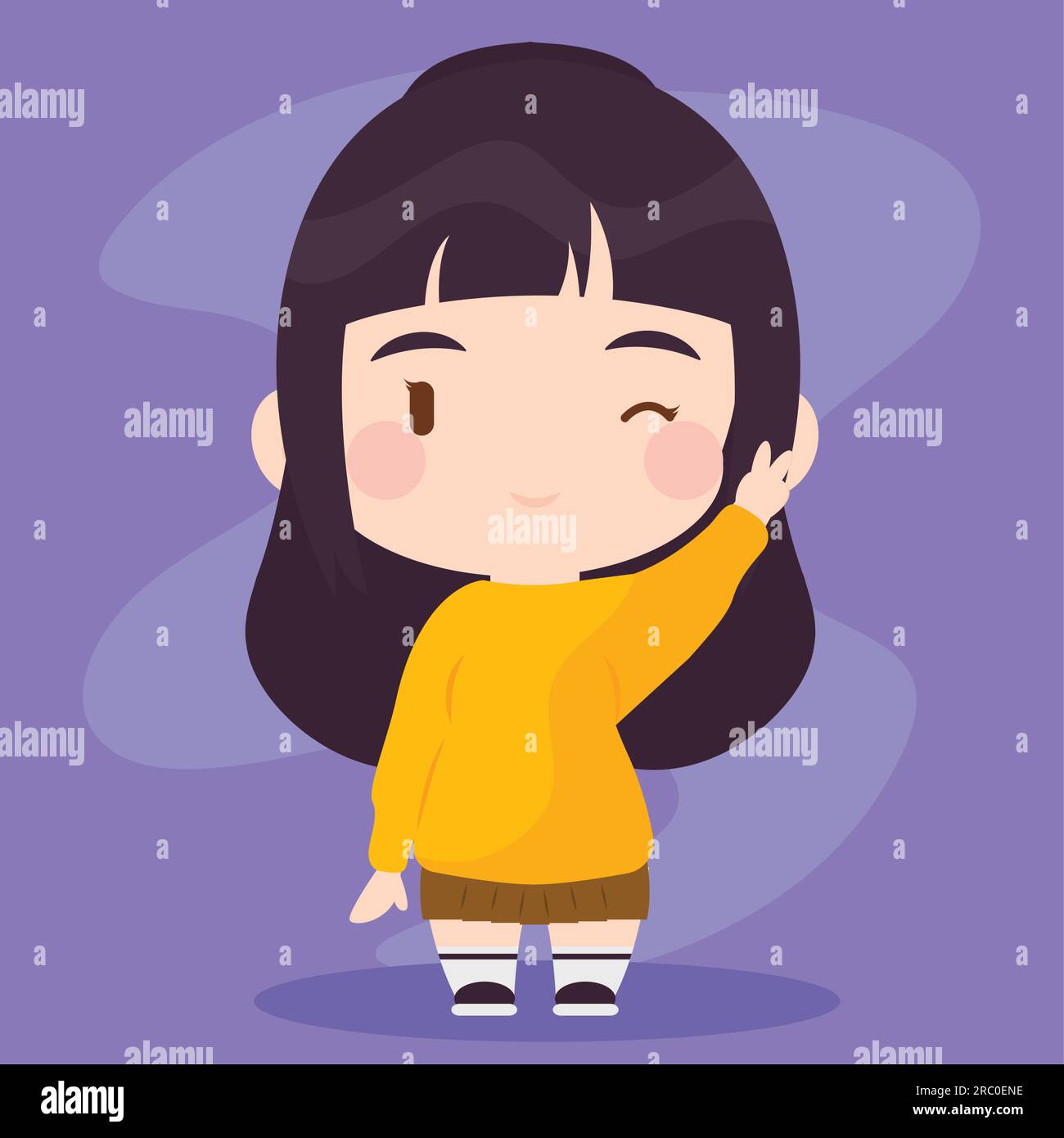 Isolated colored cute chibi female korean anime character Vector Stock ...