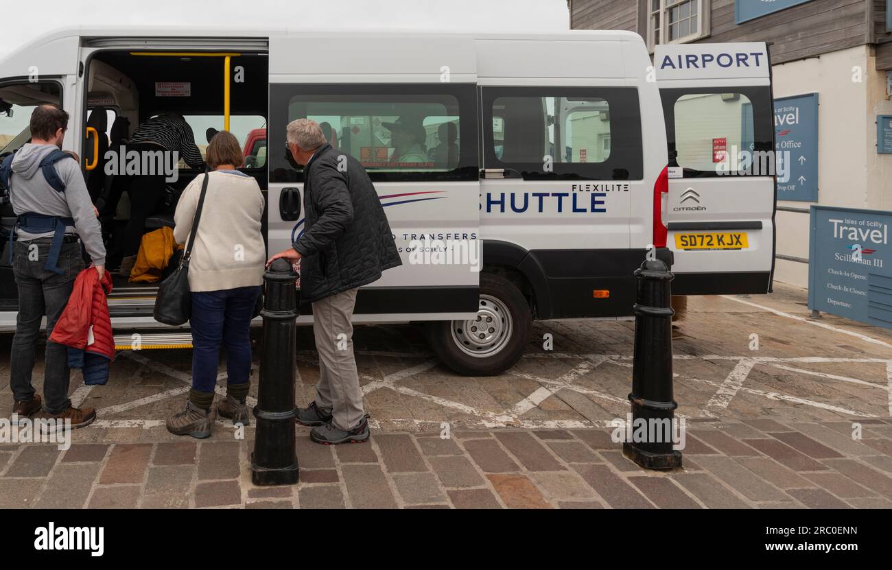 St Marys Quay, Scilly Isles, UK. 10 June 2023. Passengers boarding a ...