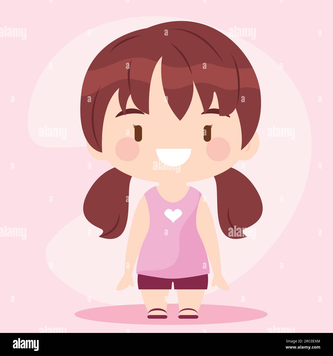 Isolated colored cute chibi female korean anime character Vector Stock ...