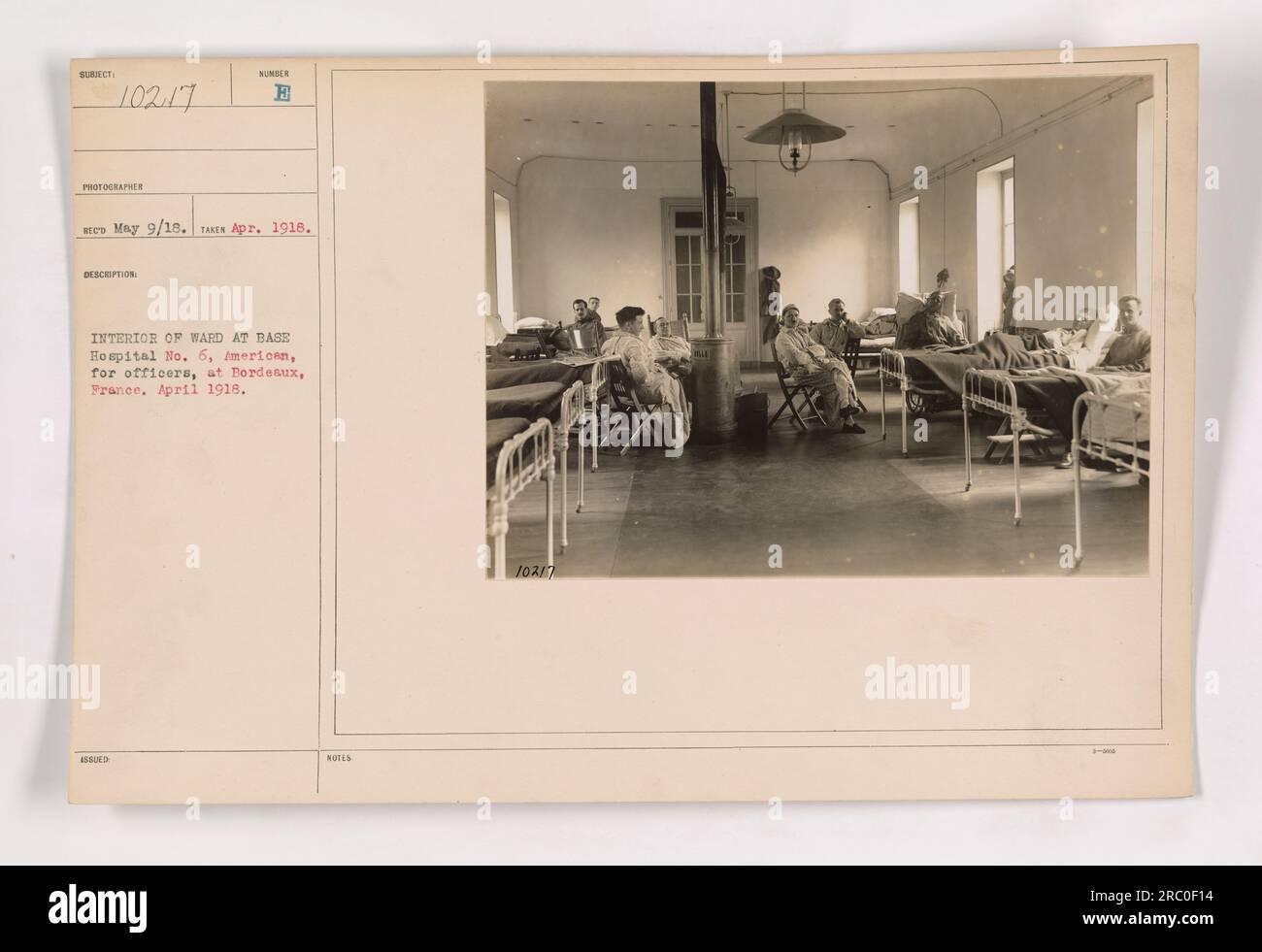 Interior view of a ward at Base Hospital No. 6 in Bordeaux, France. The ...
