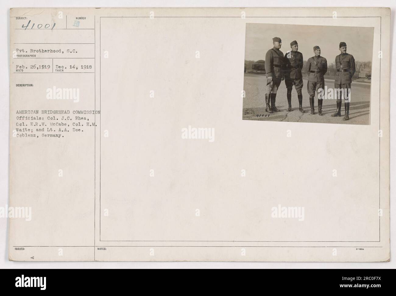 American Bridgehead Commission officials, including Col. J.C. Rhea, Col ...