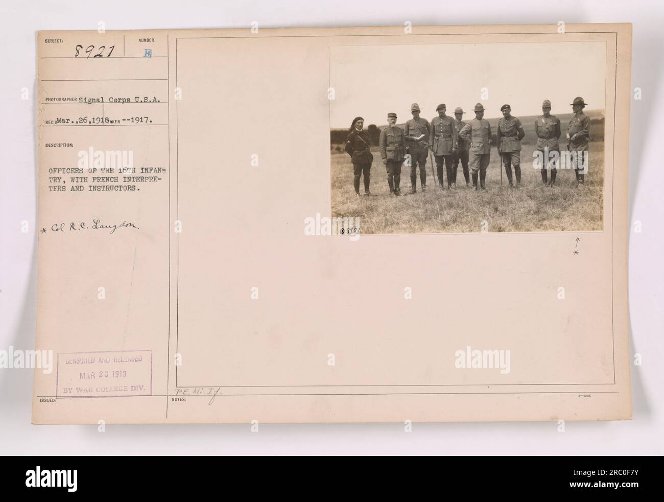 Officers of the 16th Infantry, along with French interpreters and ...