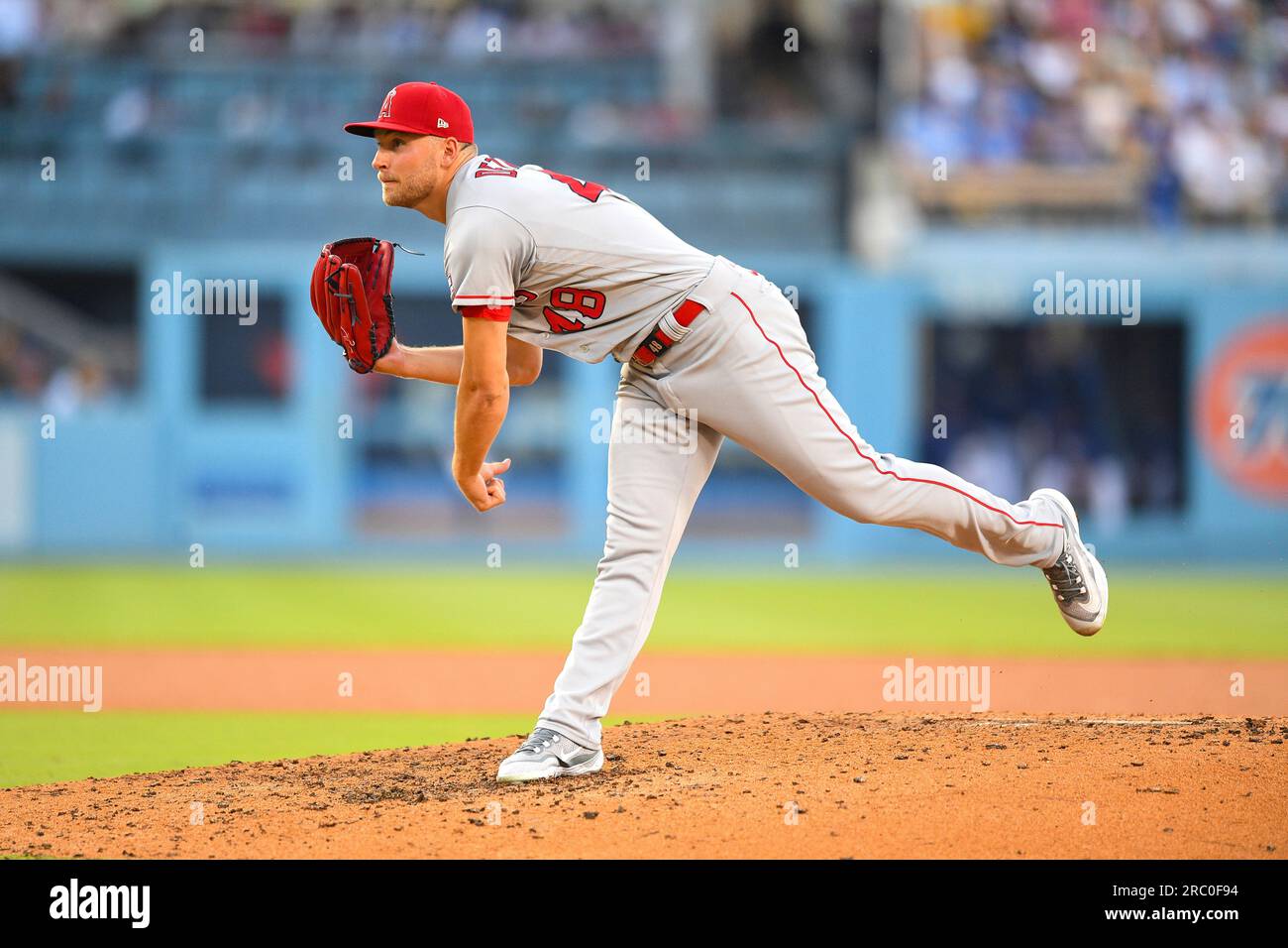 LOS ANGELES, CA - JULY 08: Los Angeles Angels pitcher Reid Detmers (48 ...
