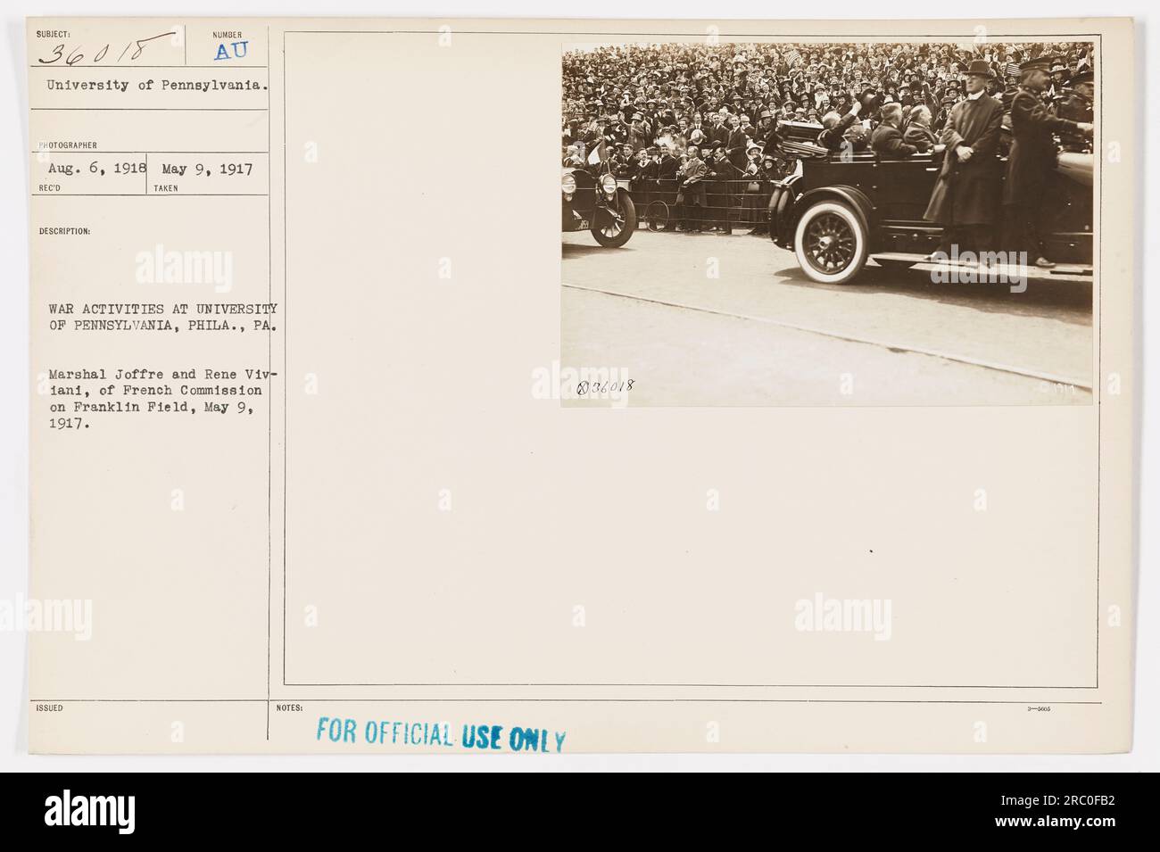 Marshal Joffre and Rene Viviani, members of the French Commission, on ...