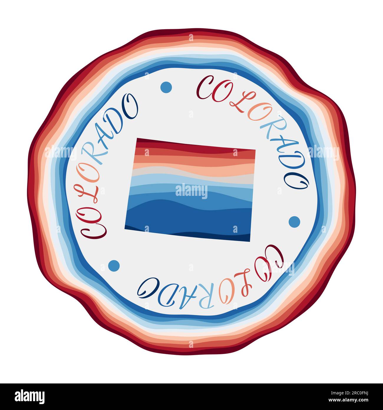 Colorado badge. Map of the us state with beautiful geometric waves and ...