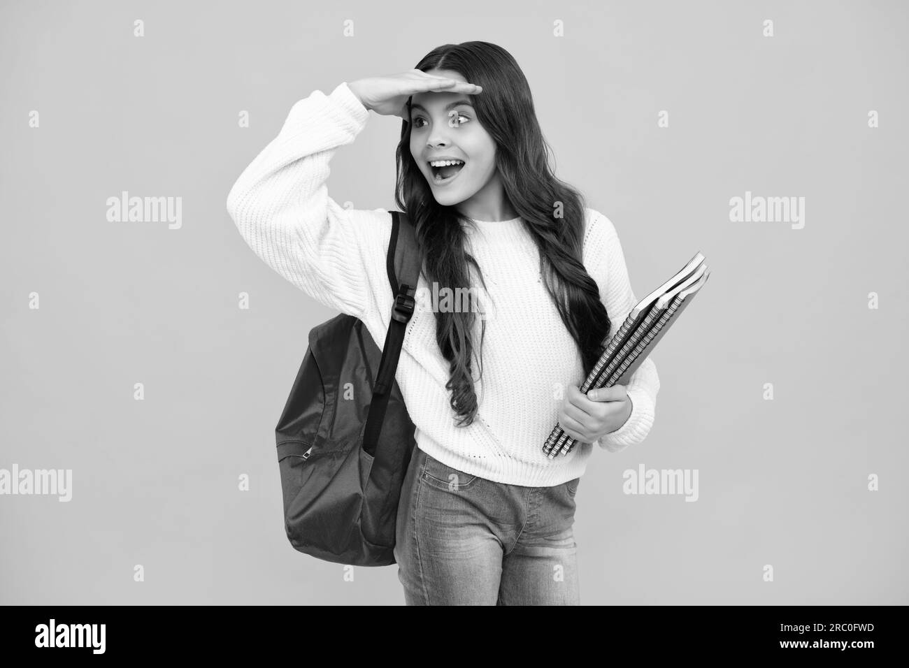 School teenage girl with book and copybook. Teenager schoolgirl student ...