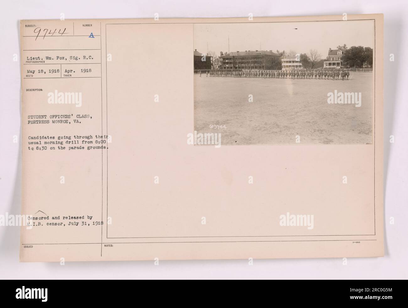 Student officers' class at Fortress Monroe, Virginia. Candidates ...