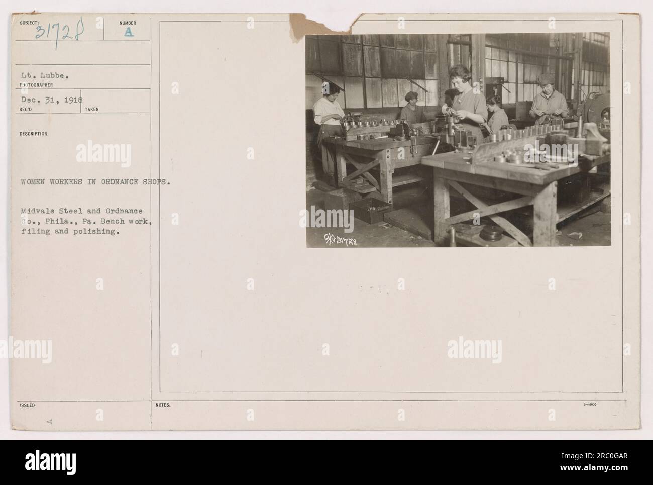 Lt. Lubbe observing women workers at the Midvale Steel and Ordnance Co ...