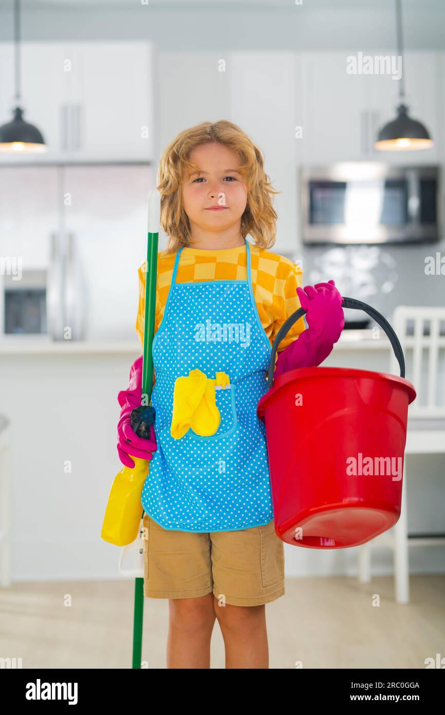 Boy mopping sweeping floor hi-res stock photography and images - Alamy