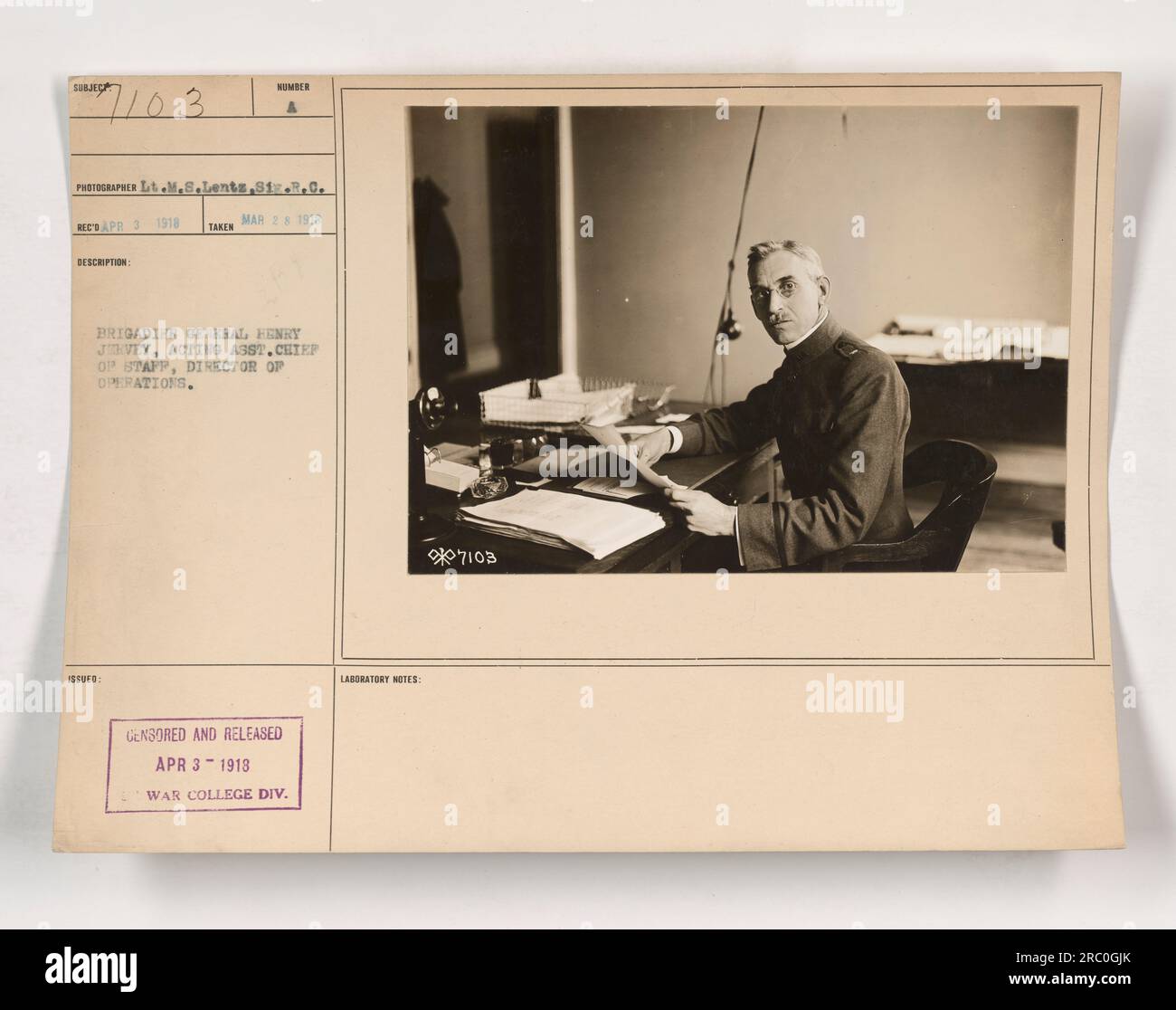 Brigadier General Henry Jevey, the Acting Assistant Chief of Staff, is ...