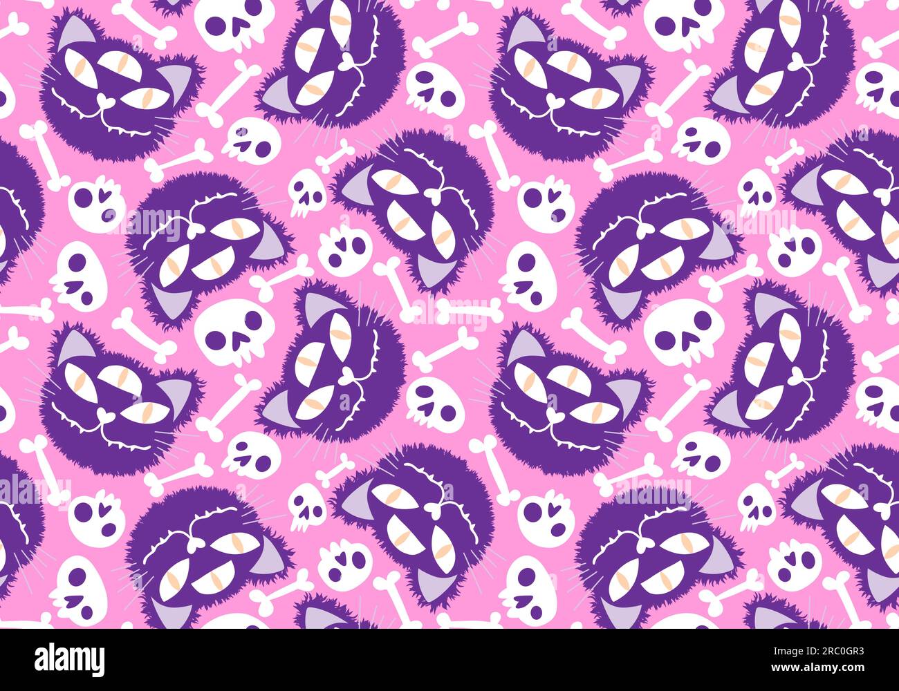 Halloween cartoon cats seamless pumpkins and ghost and monsters vampire ...