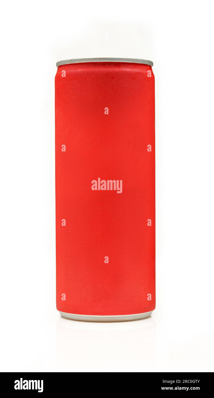 Blank red aluminum can mockup isolated on white background Stock Photo ...