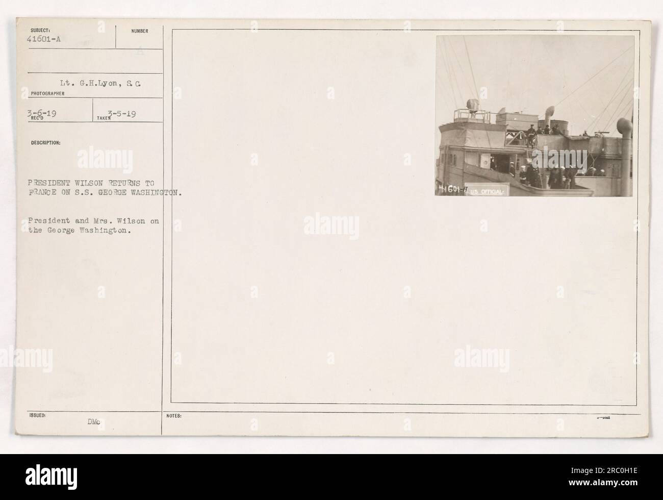 President Woodrow Wilson and his wife return to France aboard the S.S ...