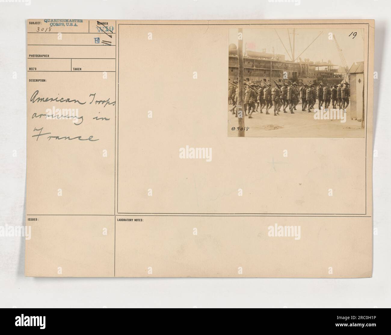 American soldiers arriving in France during World War One. They are ...