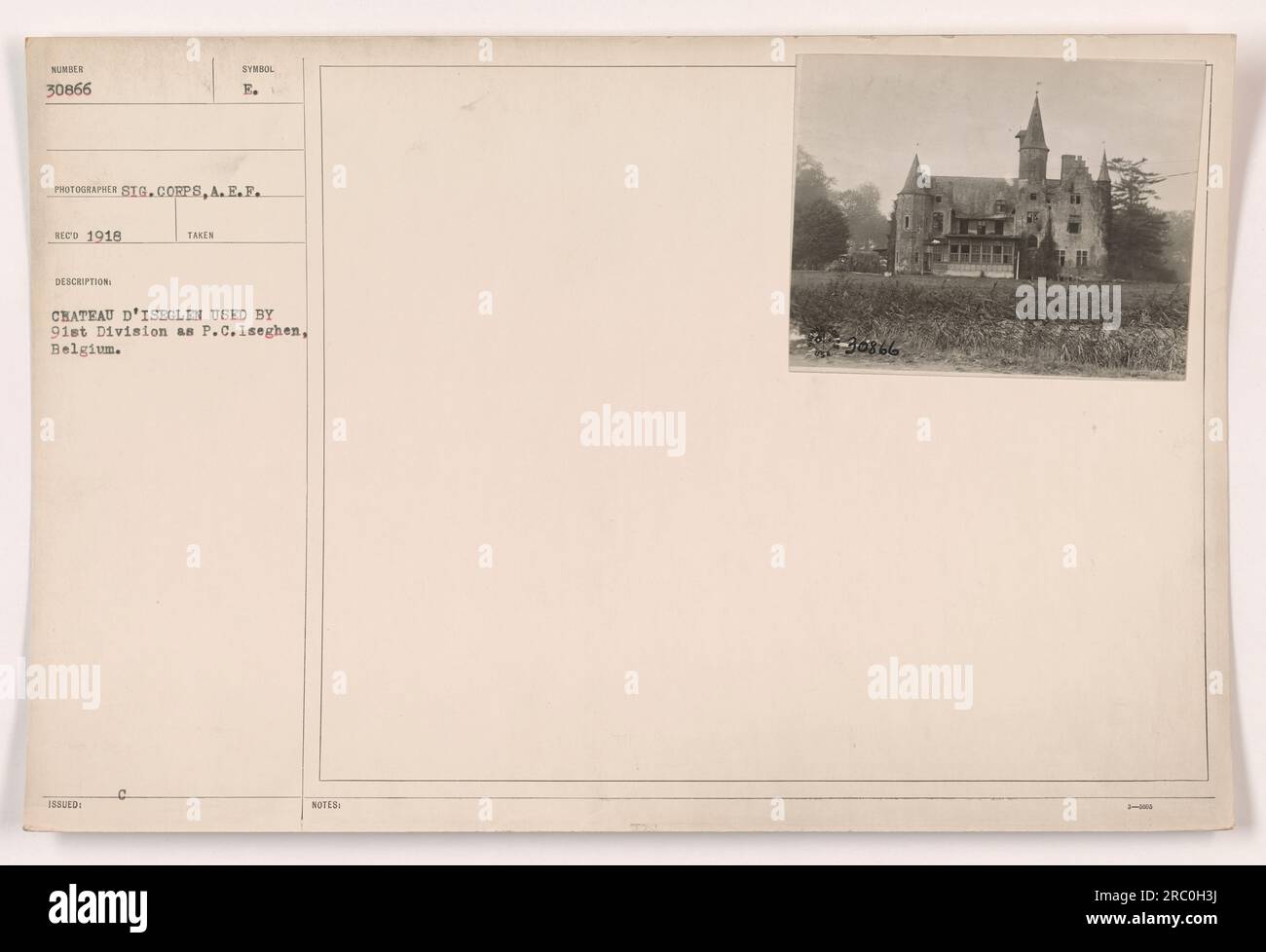 Soldiers from the 91st Division using the Chateau d'Iseghen as their ...