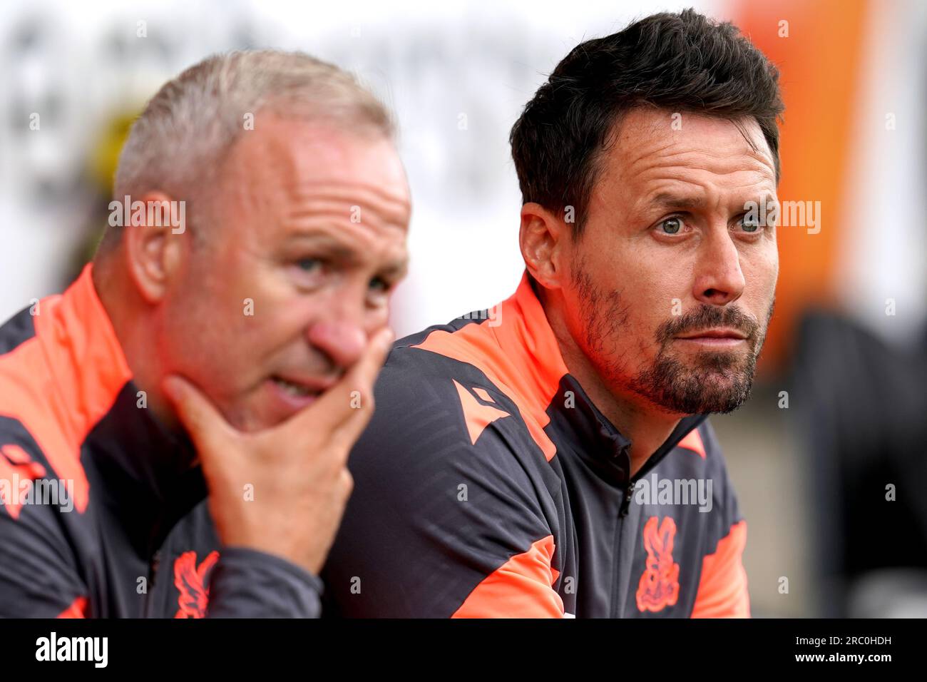 Crystal Palace assistant manager Patrick McCarthy (right) and Shaun Derry during a friendly ...