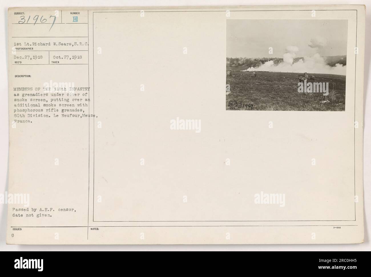 1st Lt. Richard W. Sears, S.R.C. Photographer captured this photograph on December 27, 1918 ...