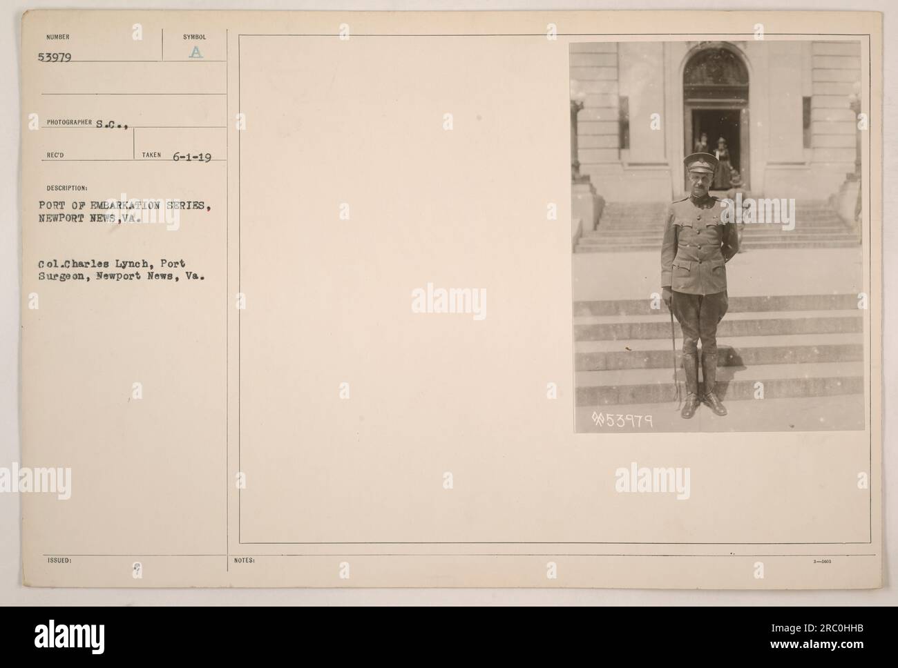 This photograph captures Colonel Charles Lynch, the port surgeon of ...