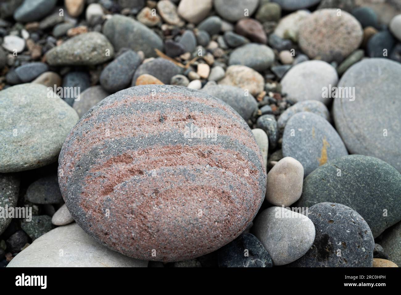 line pattern on round pebble stone for background and inspiration Stock ...