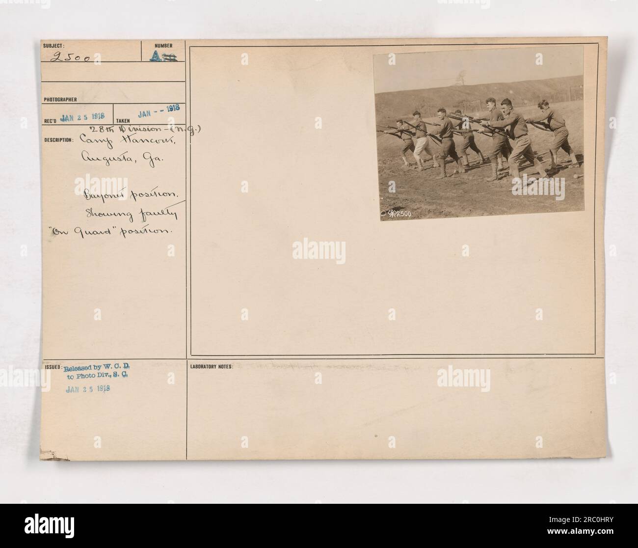 Soldier at Camp Hancock, Augusta, GA, demonstrating a faulty "on guard ...
