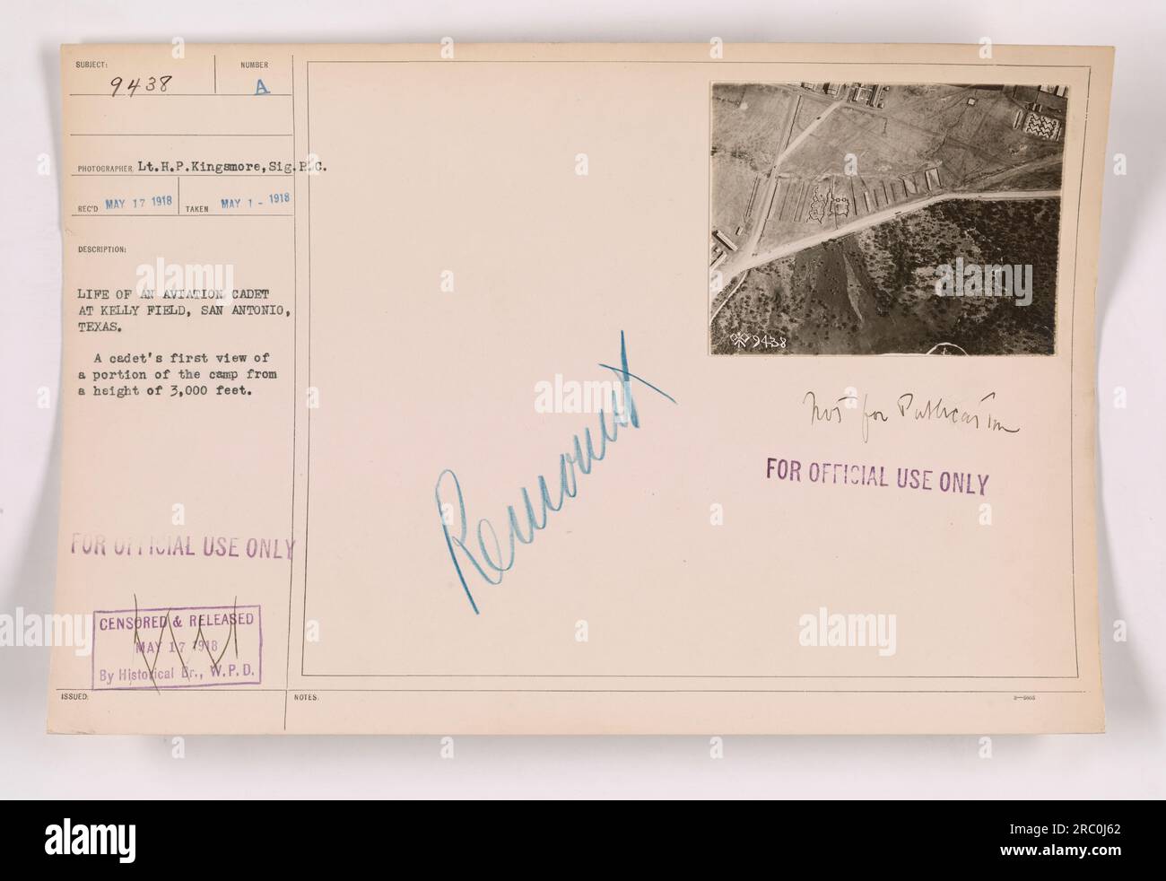 Aerial view of Kelly Field, San Antonio, Texas, taken on May 1, 1918 ...