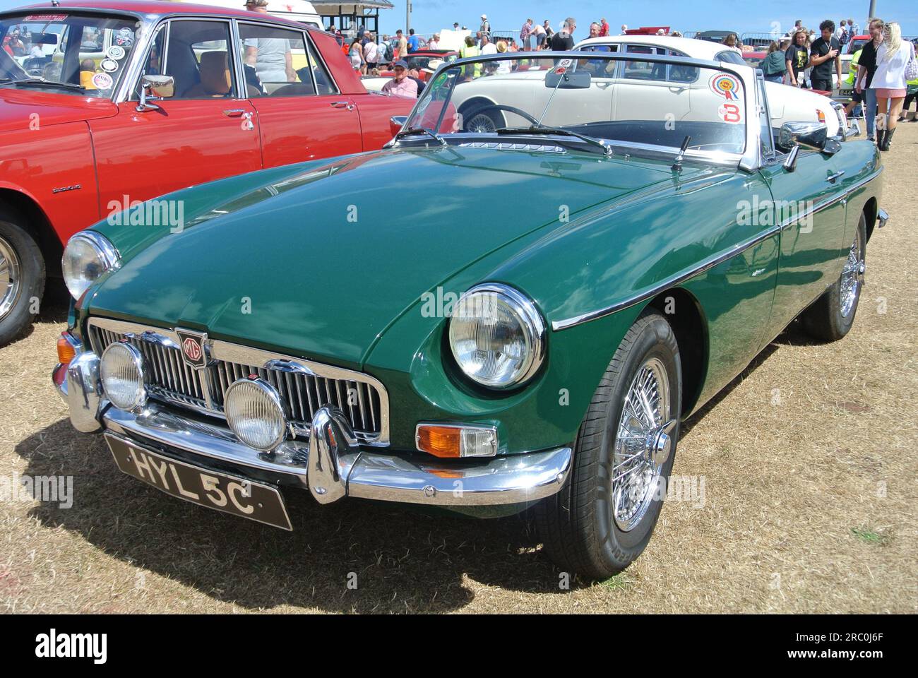 A 1965 MG sports car parked on display at the English Riviera classic ...