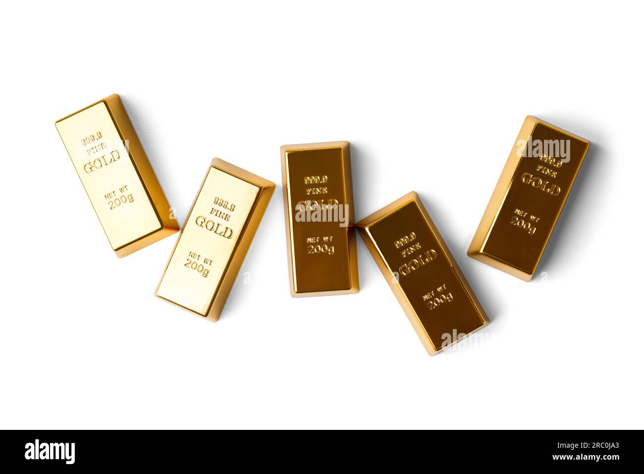 Gold bars isolated on white background, top view. The concept of finance, business, success ...