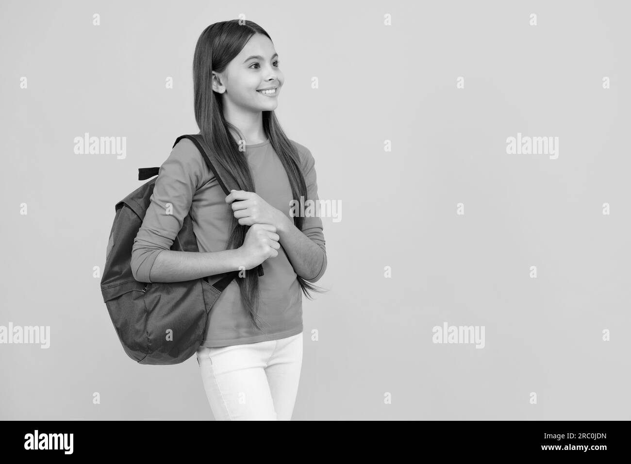 Happy teenager portrait. Schoolgirl with backpack. Teenager student ...