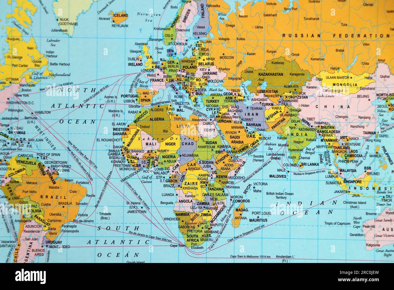 world map with all the continents, countries and oceans Stock Photo - Alamy
