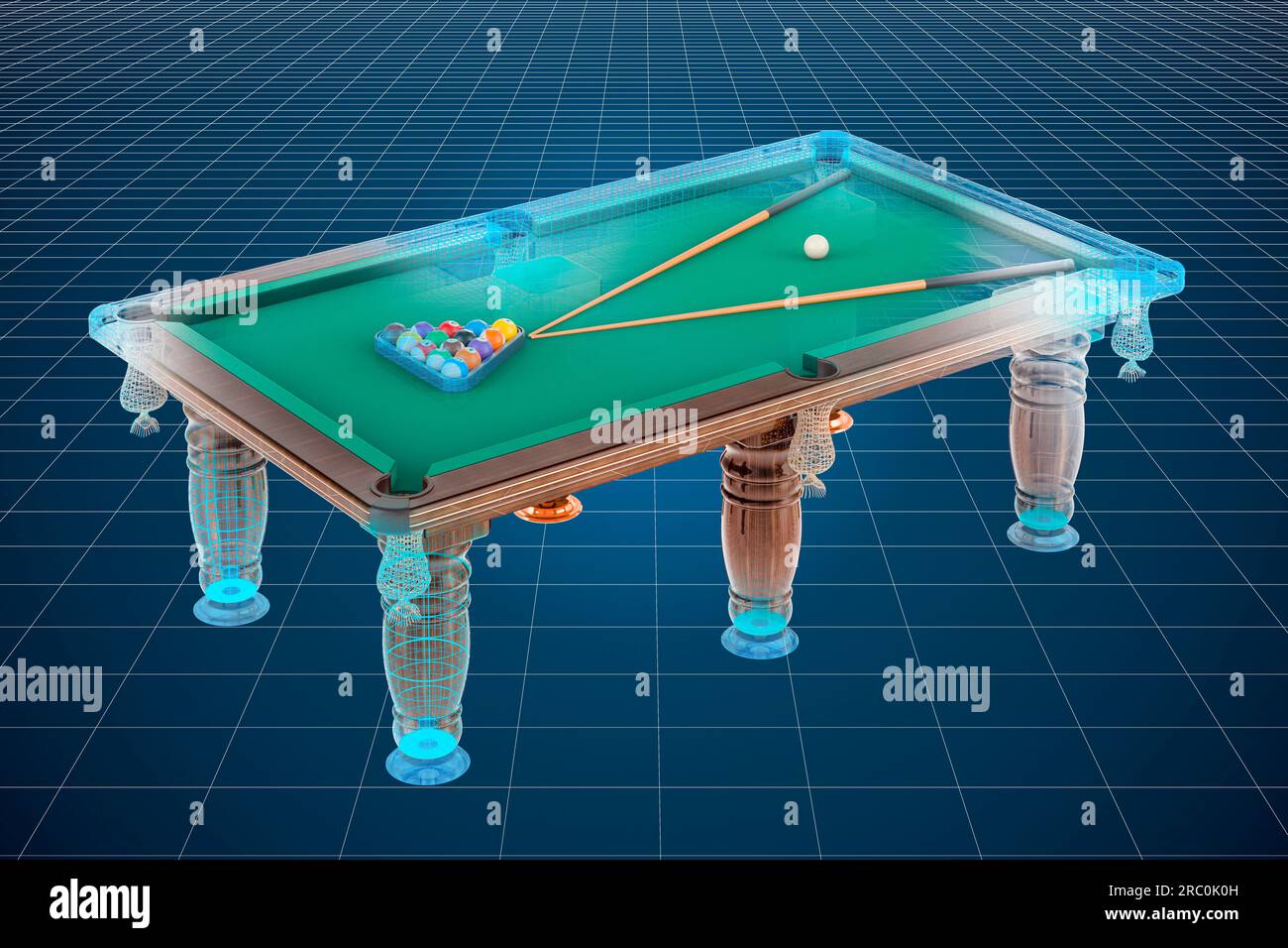 Visualization 3d cad model of billiard table, 3D rendering Stock Photo ...