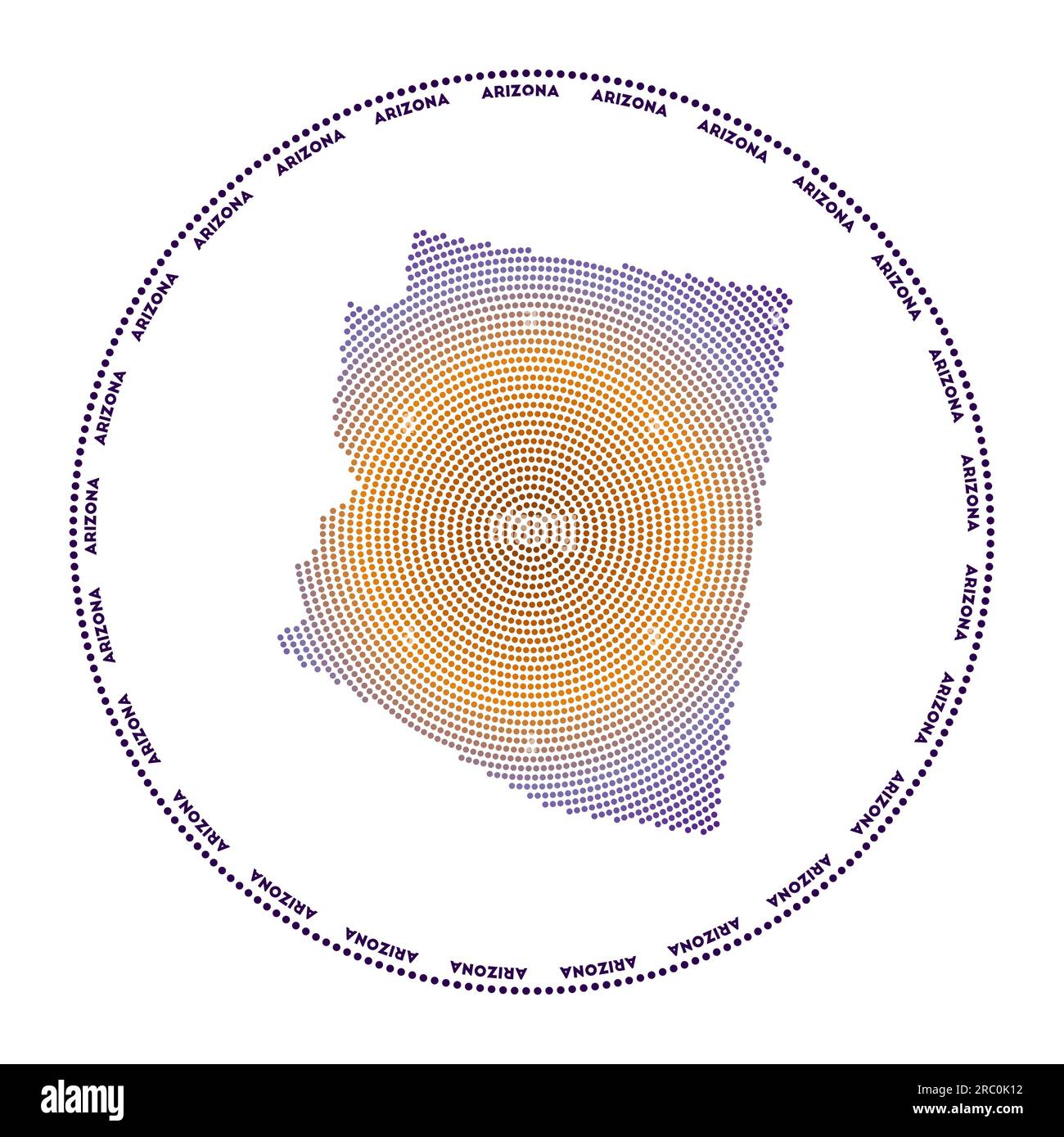 Arizona round logo. Digital style shape of Arizona in dotted circle ...
