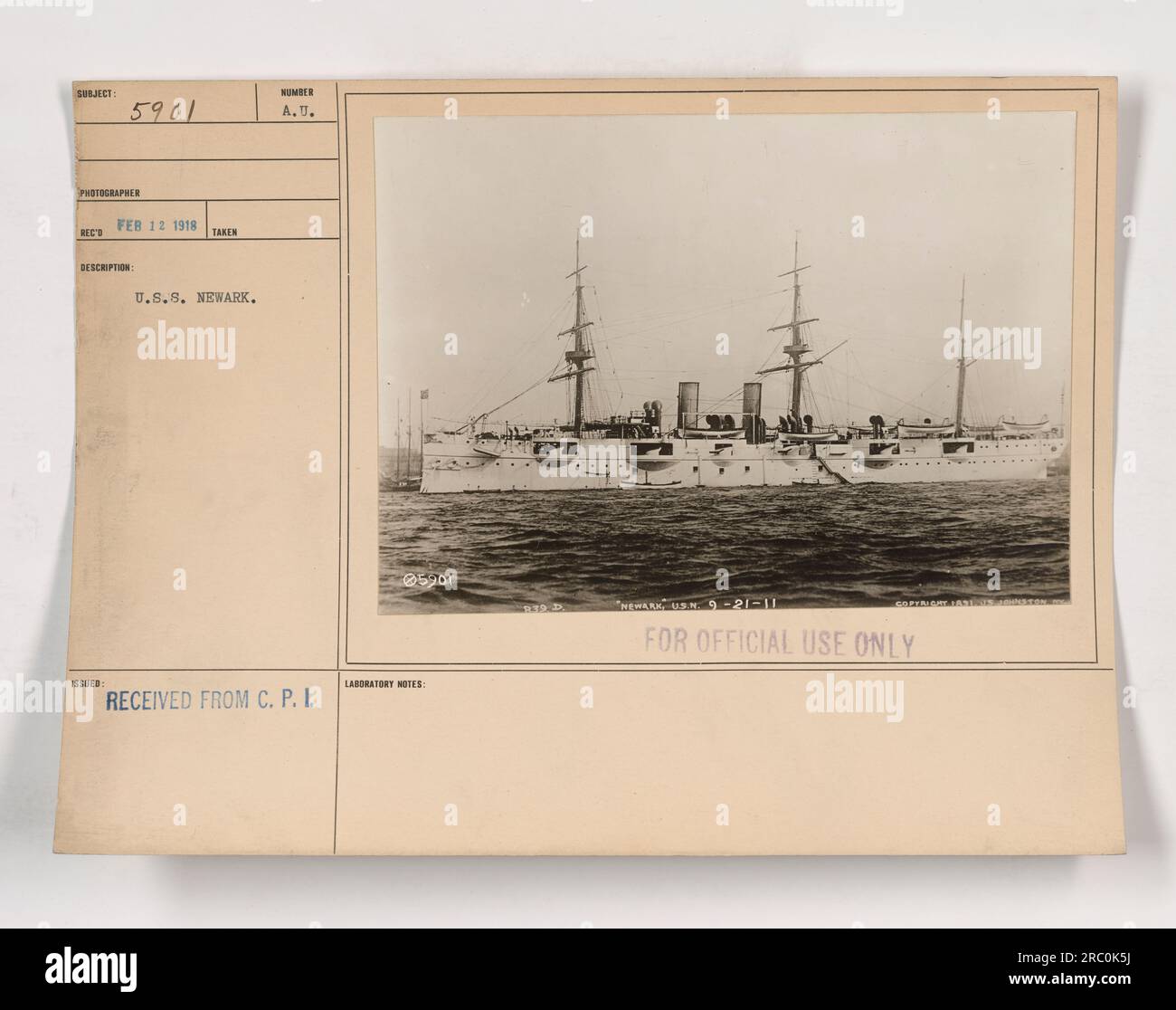 USS Newark, a protected cruiser, is captured in this photograph taken ...