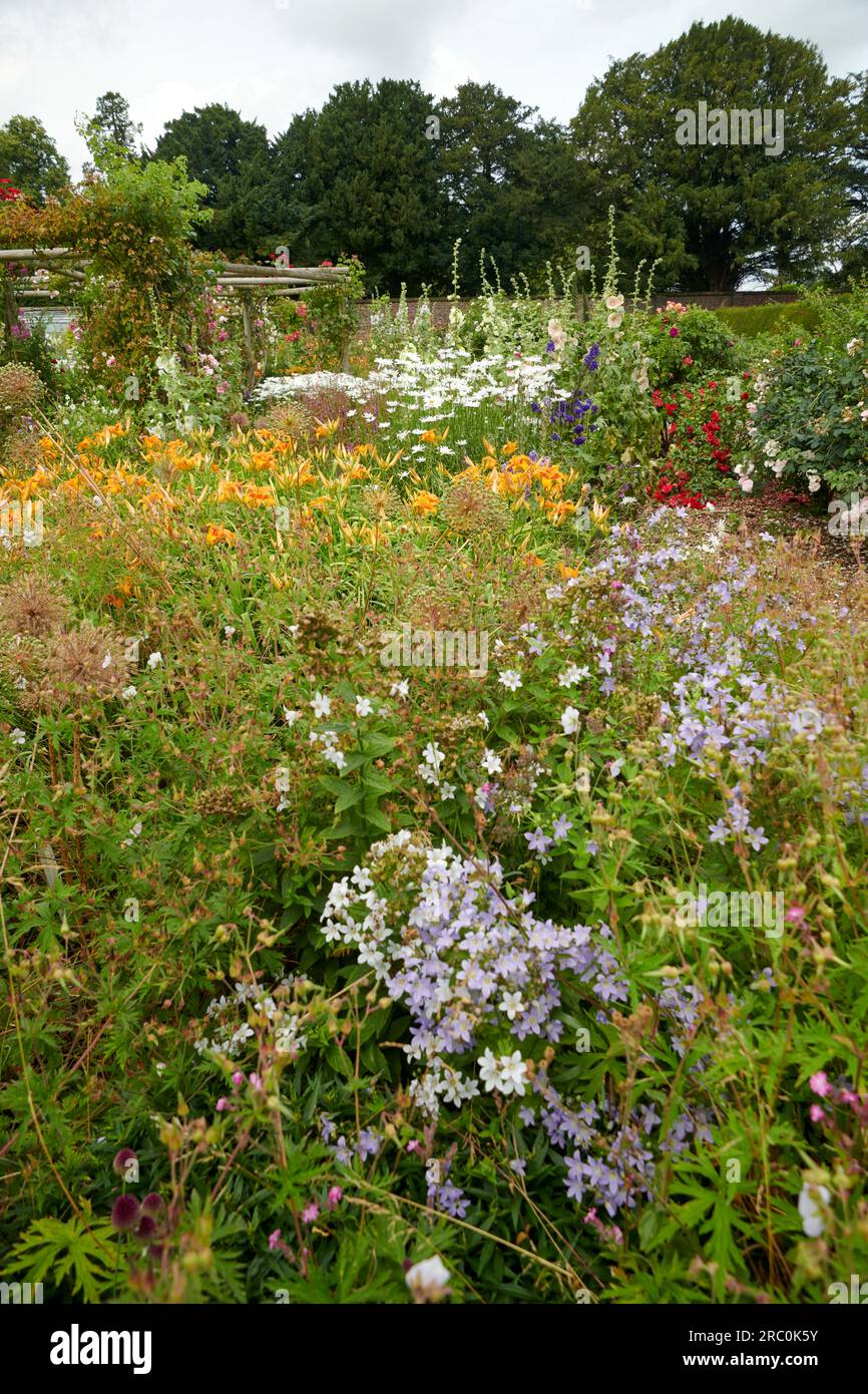 Typical 'English Country Garden' at the height of summer with flower ...