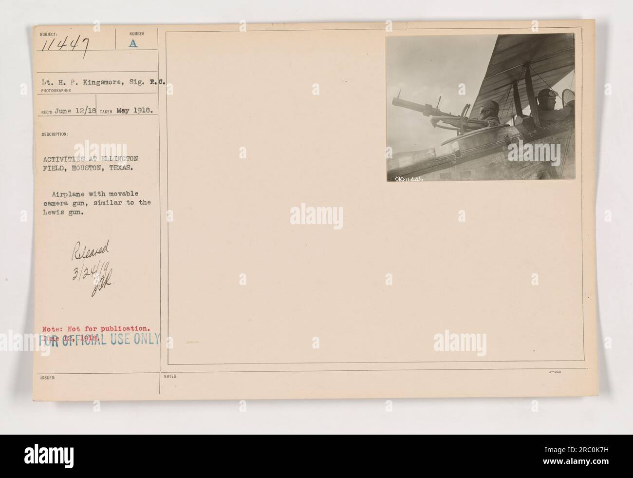 "Airplane with moveable camera gun at Ellington Field, Houston, Texas ...