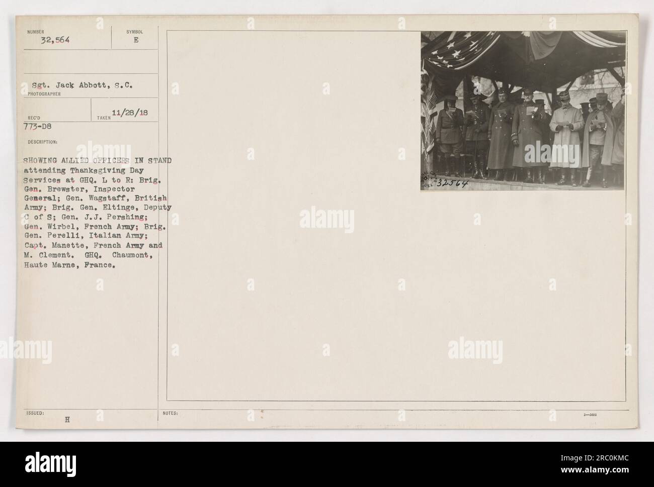 Allied officers attending Thanksgiving Day Services at GHQ. Left to ...