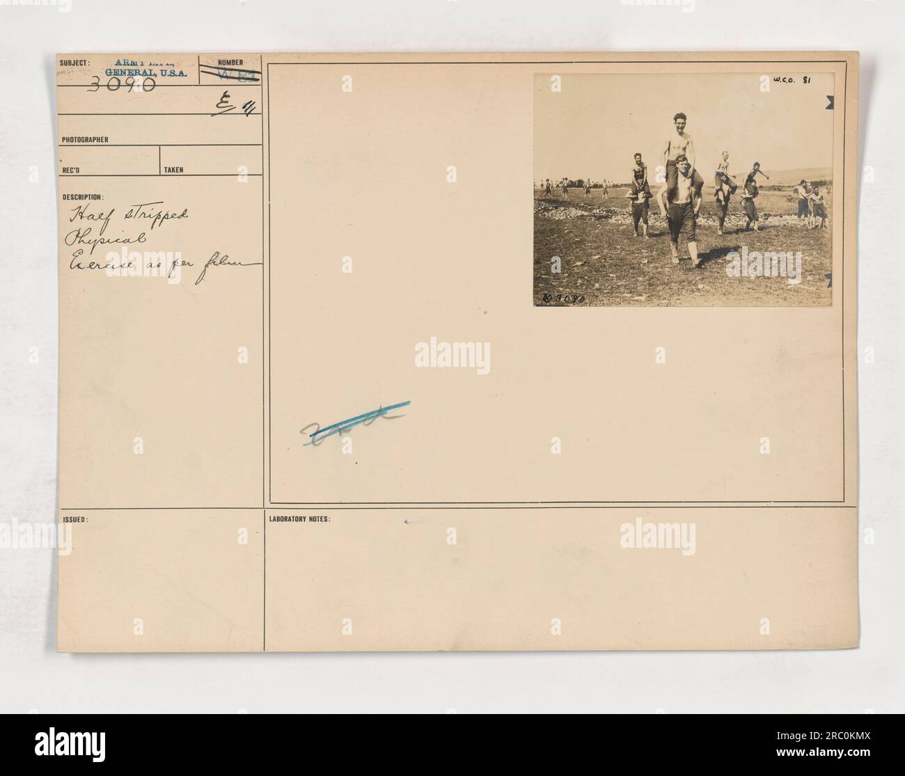 American soldiers engaging in physical exercise during World War One ...