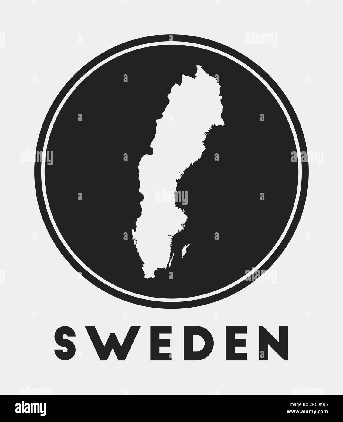Sweden icon. Round logo with country map and title. Stylish Sweden ...