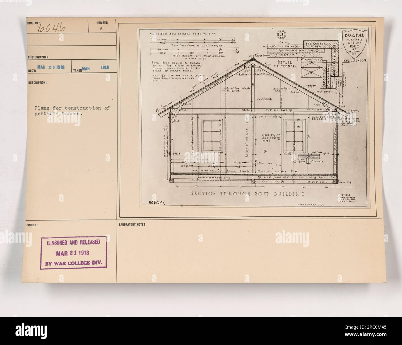 The image shows plans for the construction of portable houses used ...