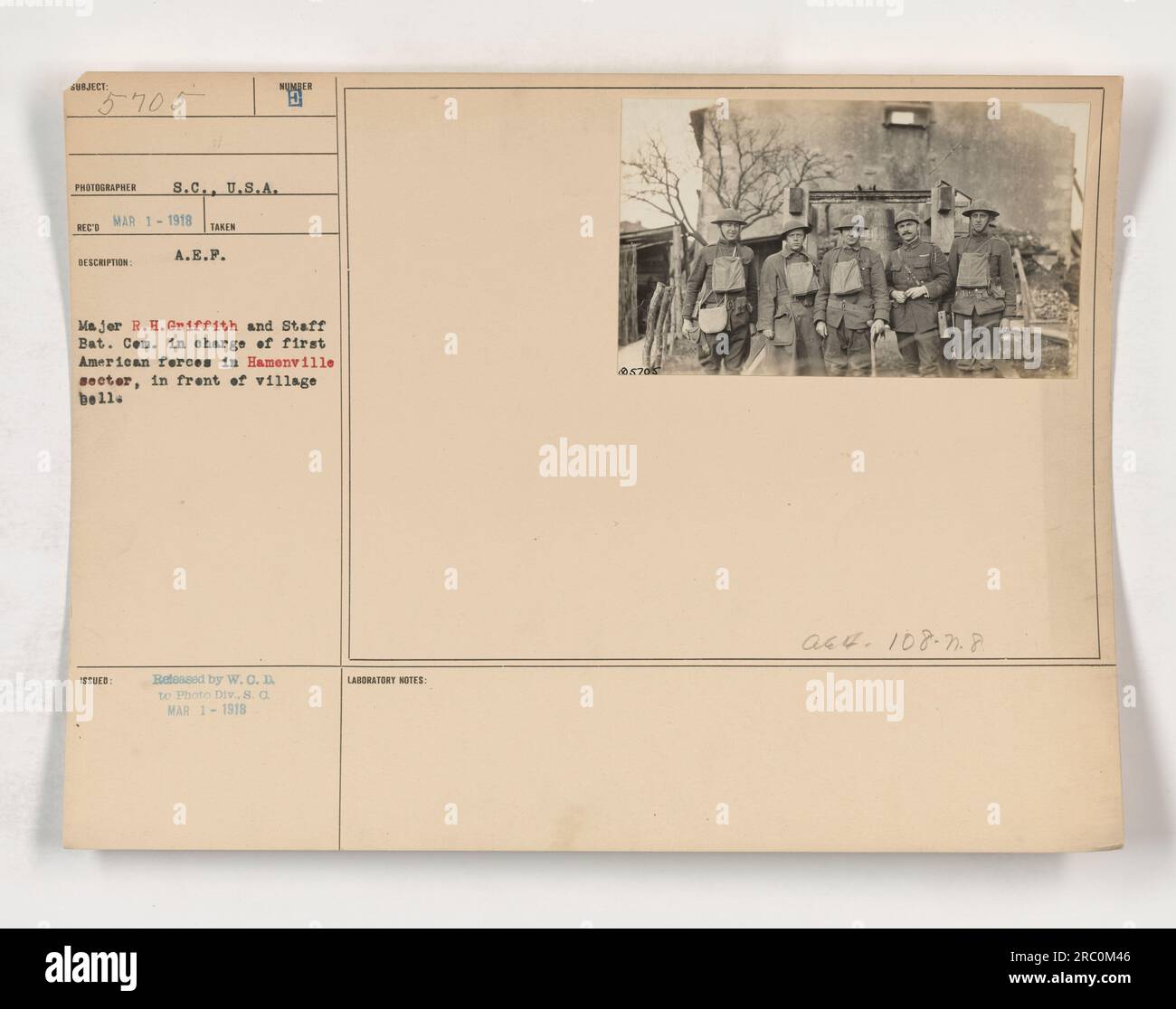 Caption: Major R.H. Griffith and his staff of the American ...